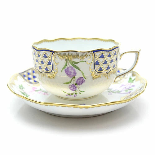 ヘレンド (HEREND) MTFC ブルーダイヤモンド ティーカップ＆ソーサー 20724 – 2本の剣